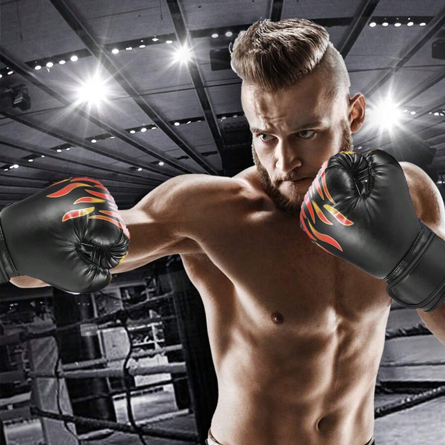 1 Pair Of PU Adult Unisex Professional Training & Boxing Match Gloves ...