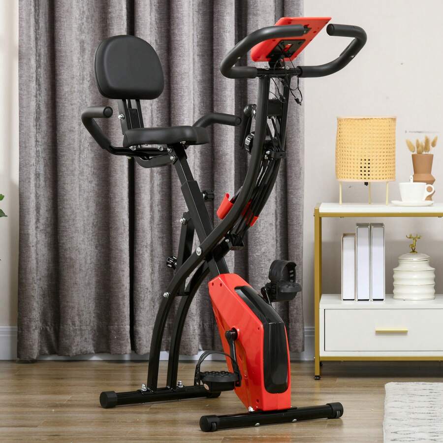 HOMCOM 2-In-1 Foldable Exercise Bike Recumbent Stationary Bike 8-Level ...