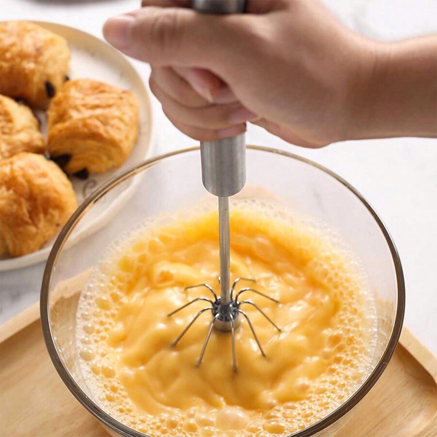 1 pieza Batidora de huevos rotativa semiautomática, batidor de huevos ...