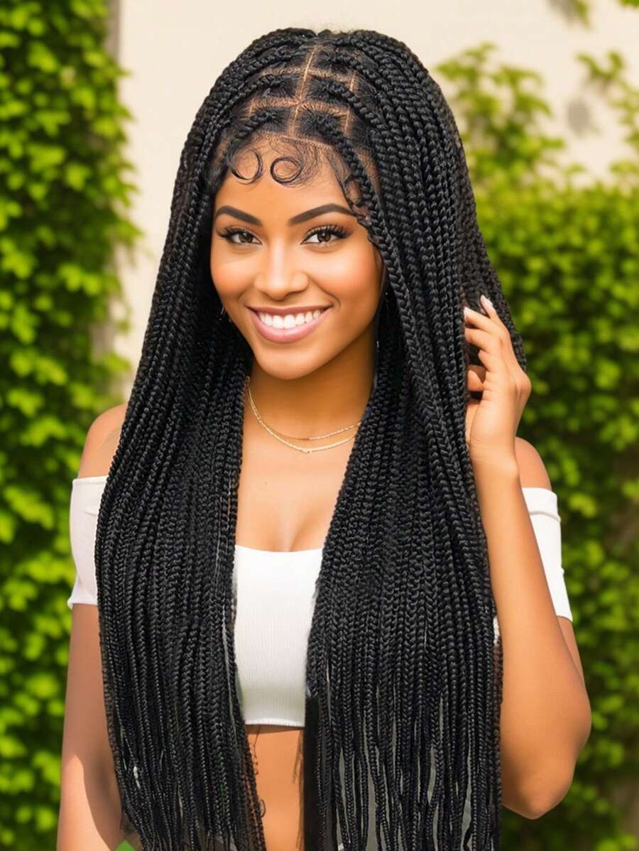 New Arrival All Lace Synthetic Wig With 3 Strands Of Thin Braids And ...