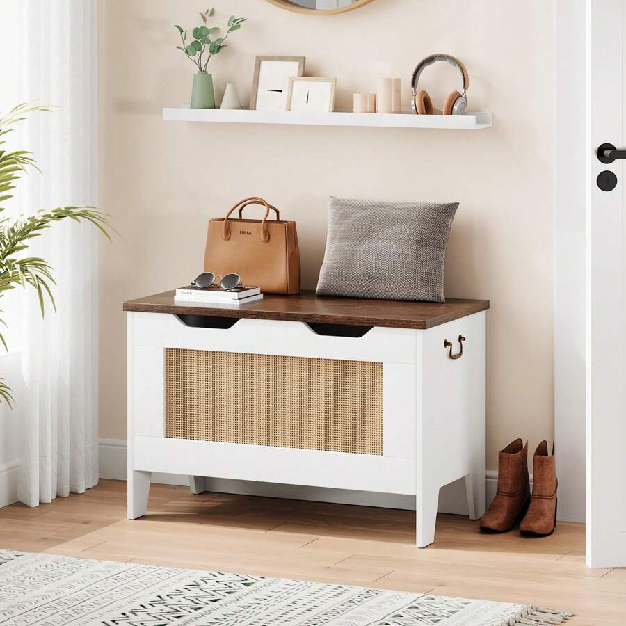 Storage Chest,Storage Bench,30" Wooden Storage Trunk With Safety Hinges ...