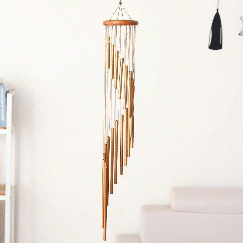 1 PC 97cm Step By Step Frosted Aluminum Pipe Wind Chimes Solid Wood 18 ...