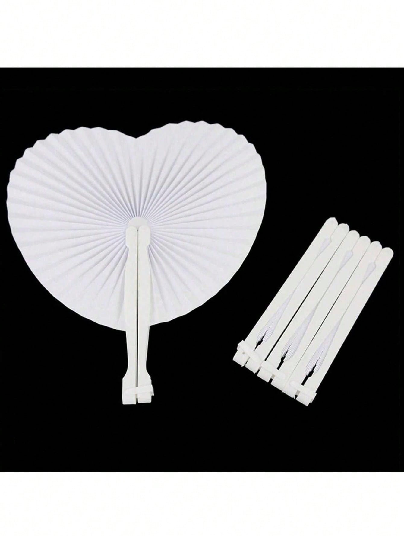 12pcs Folding Handheld Fan Hollow White Heart Shaped Paper Fan Hand Fan ...