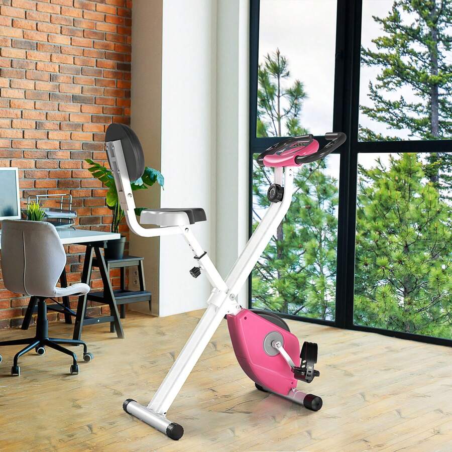 HOMCOM Exercise Bike Fitness Bicycle Indoor Trainer Foldable 8-Level ...