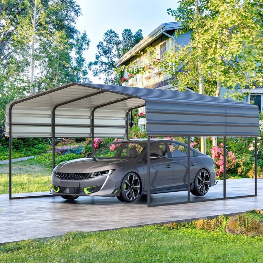 10'x15' Heavy Duty Carport, Multi-Purpose Shade With Galvanized Steel ...