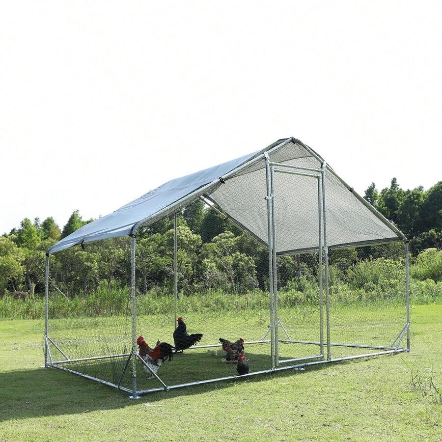Chicken Coop Large Metal Chicken House,Walk-In Poultry Cage Chicken Run ...