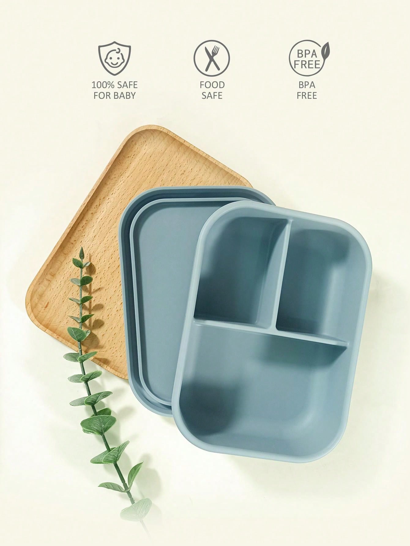 1pc Children's Full Silicone Separated Lunch Box With Lid Large ...