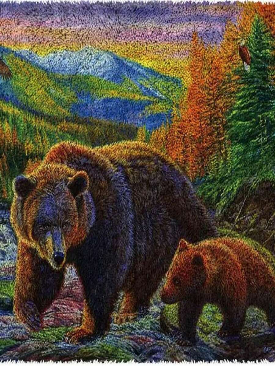 Rug Making Latch Hooking Kit | Bears Scene | SHEIN USA
