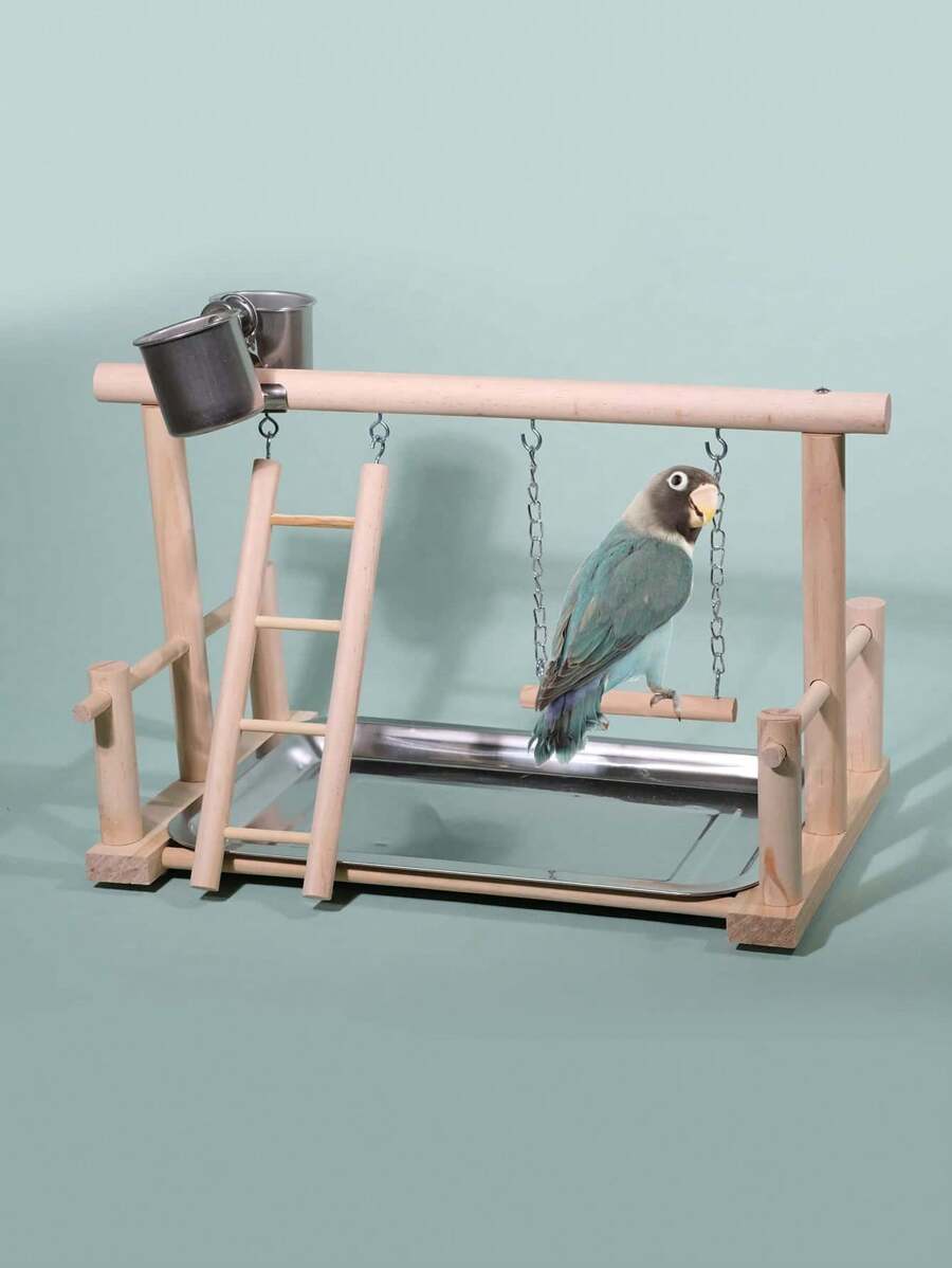 Medium And Small Parrot Standing Rack Made Of Solid Wood, Including ...