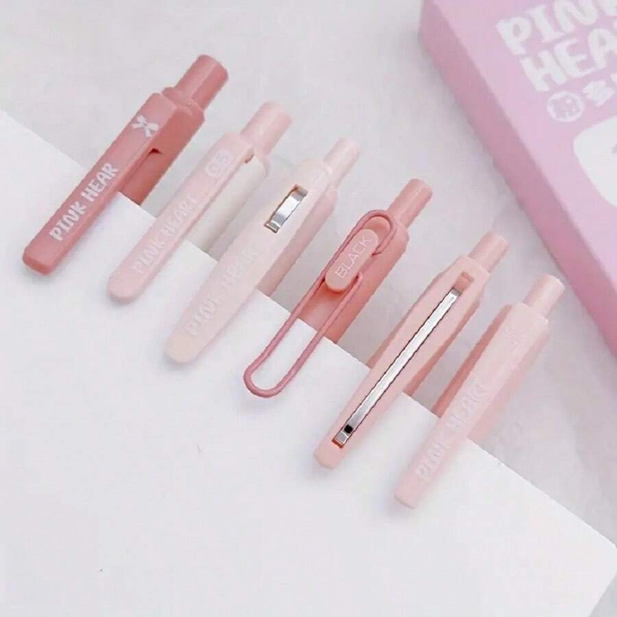 [6pcs/Box] Moka Dopamine Powder Durable Retractable Ballpoint Pen With ...