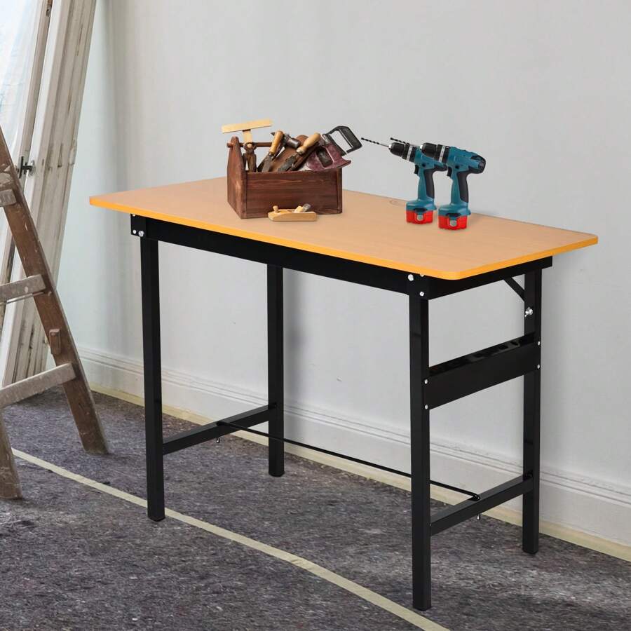 HOMCOM Foldable Garage Work Bench, Craft Table MDF Workstation, Heavy ...