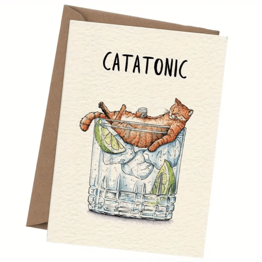 Catatonic Card - Ginger Cat Card - Funny Cat Card - Cute Cat Card - Cat ...