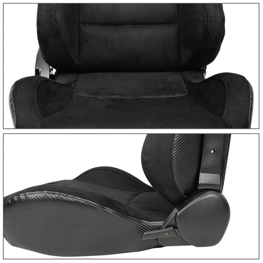 Universal Racing Seats With Dual Sliders ( Suede Front & Carbon Leather ...