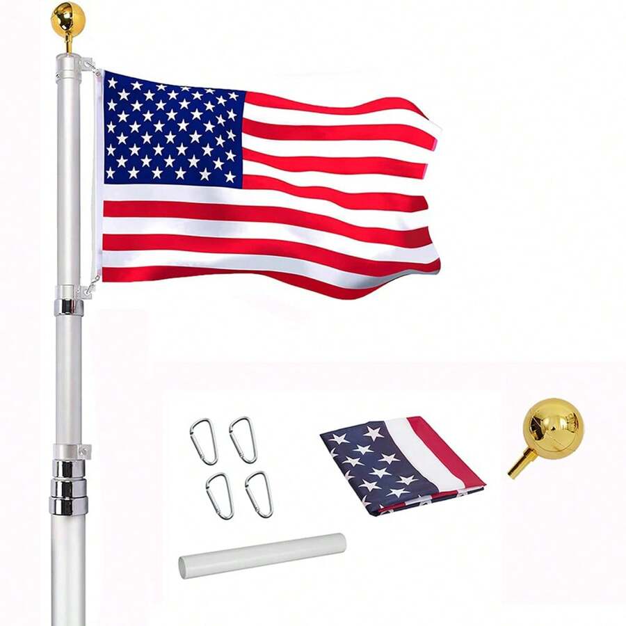 20FT Telescopic Flag Pole Kit,Extra Thick Telescoping Flag Poles, Flag Pole For Outside In ...