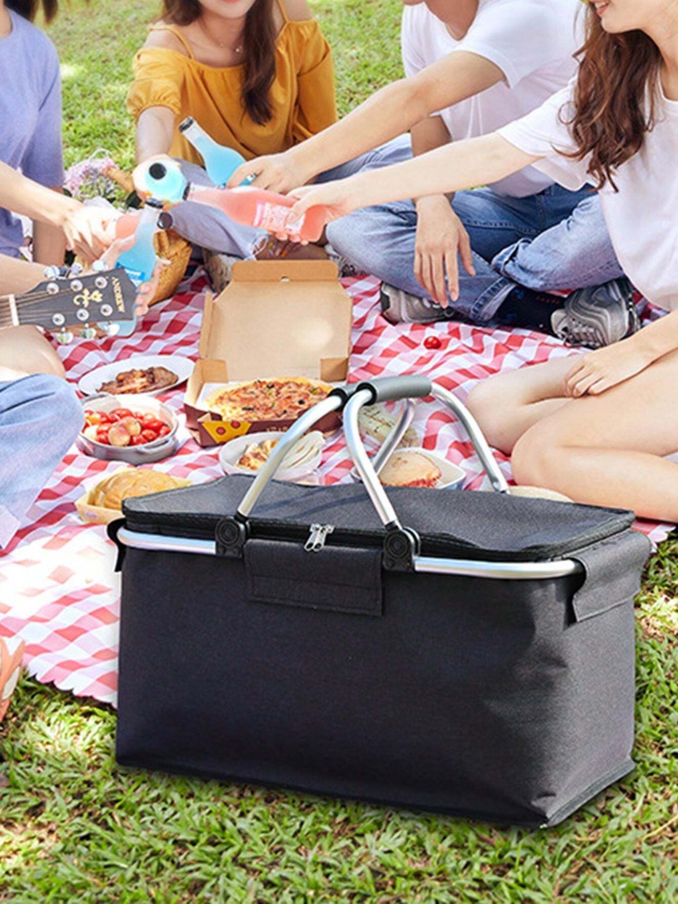 1pc (16.53in*9.05in*9.05in) Foldable BBQ Cooler Bag Picnic Basket ...