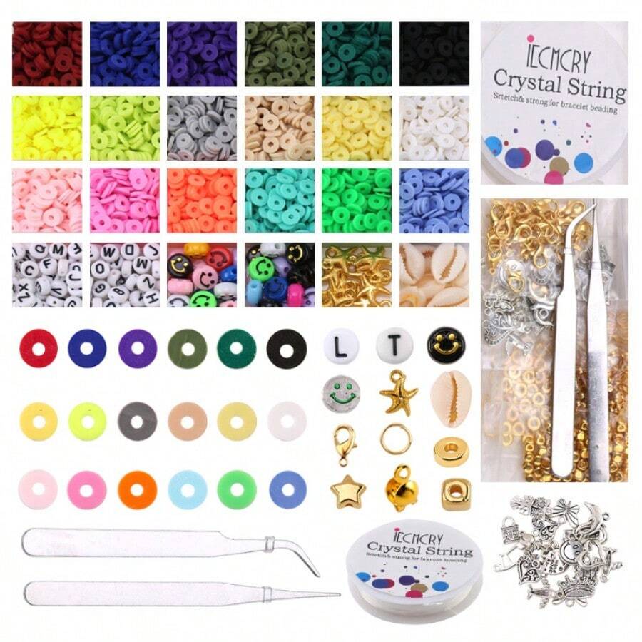 6 Mm 24 Lattice Soft Pottery Color Disc Bohemian DIY Accessories Kit ...