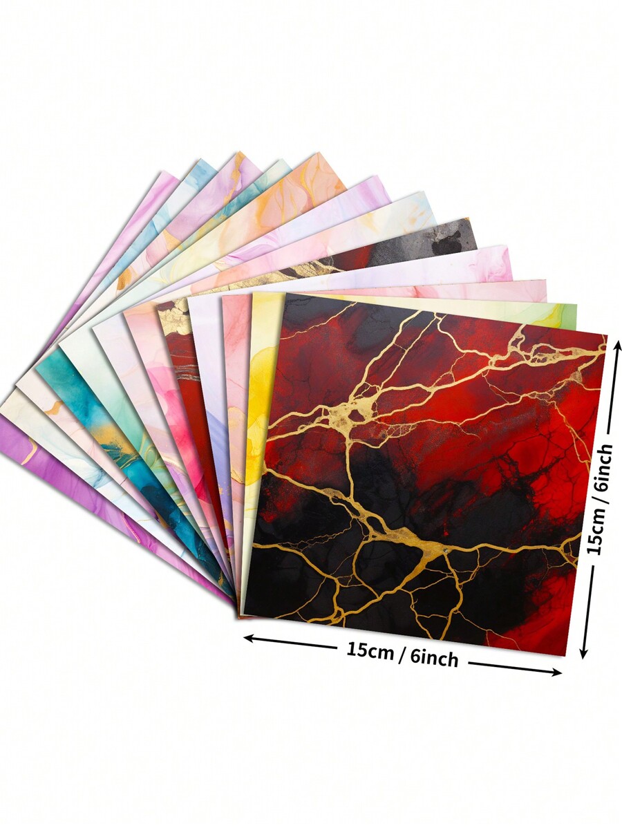 12 Sheets Marble Style Scrapbook Paper, Single-Sided Decorative Craft ...