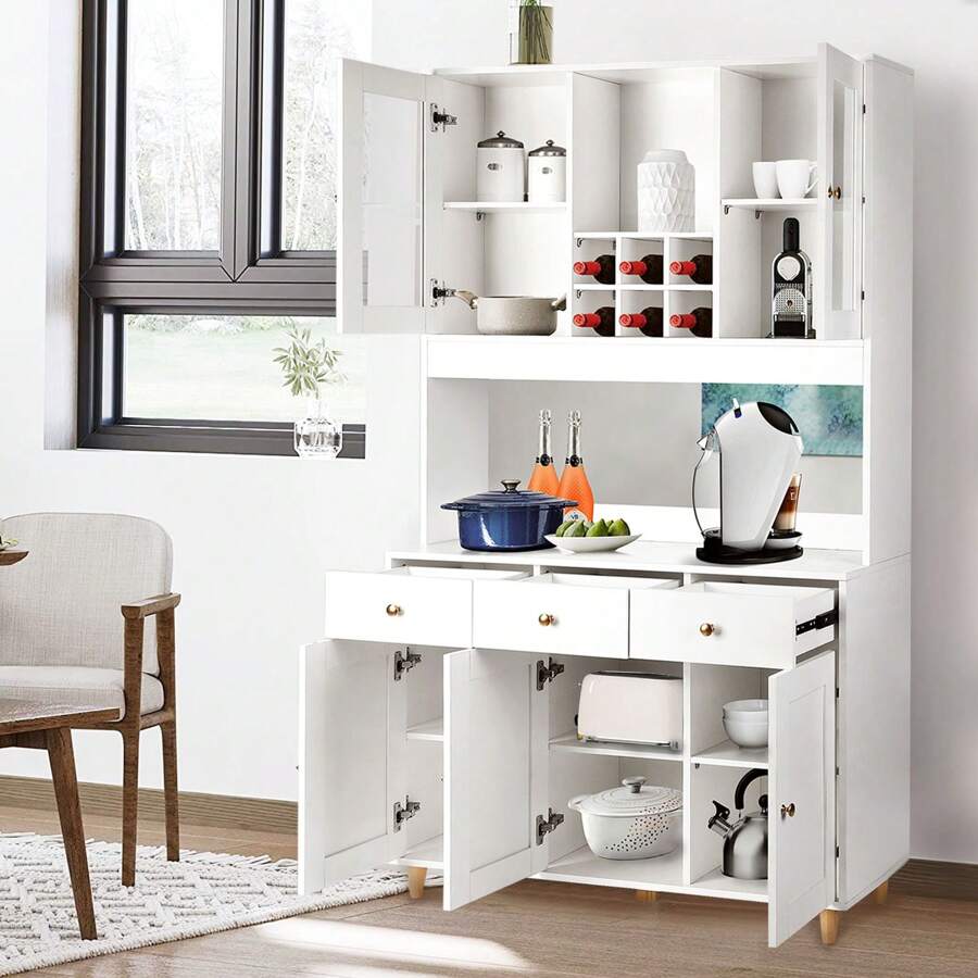 VOWNER 71'' Kitchen Pantry, Traditional Freestanding Kitchen Storage ...