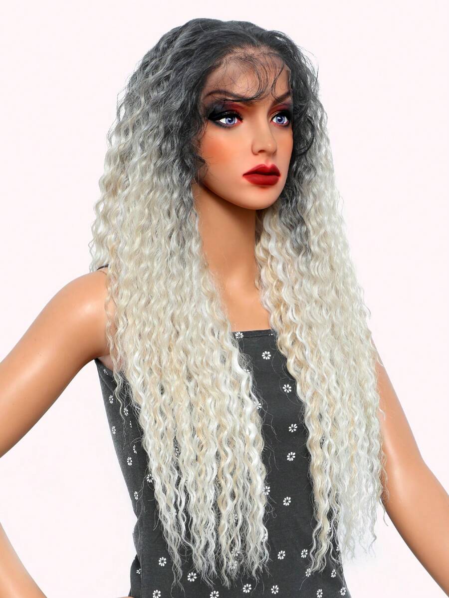 13x6 Synthetic Lace Front Wig 28 Inch Water Wave Curly Synthetic Lace ...
