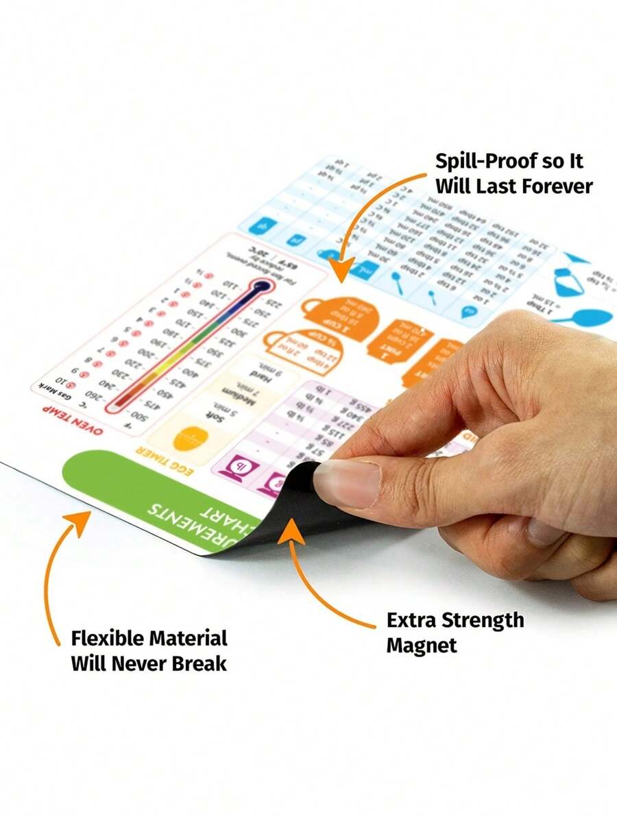 1pc 8inch/6inch Kitchen Conversion Chart Magnet - Imperial & Metric To ...