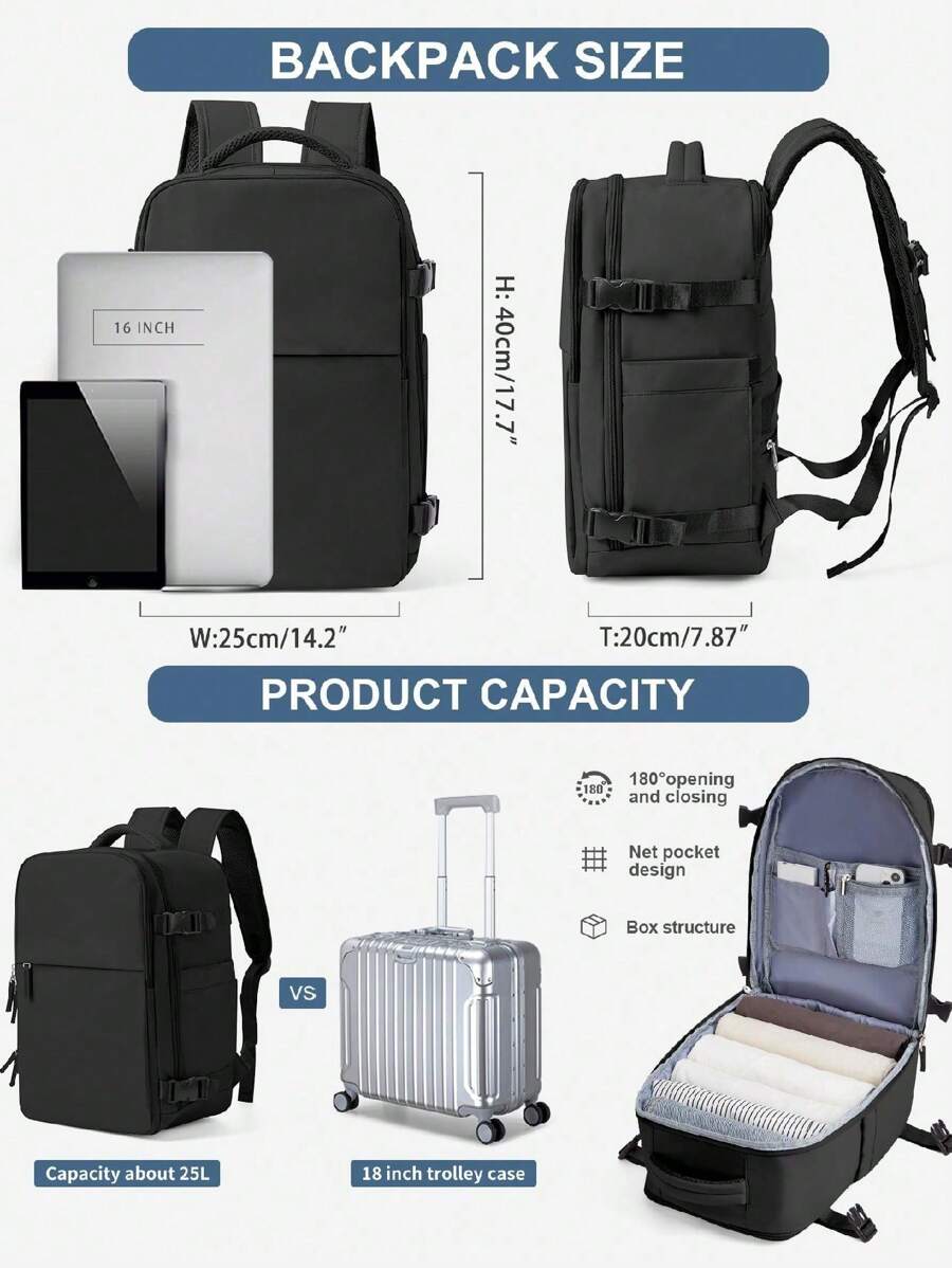 Cabin Bag 40x20x25 Carry On Backpack Travel Backpacks Flight Approved ...