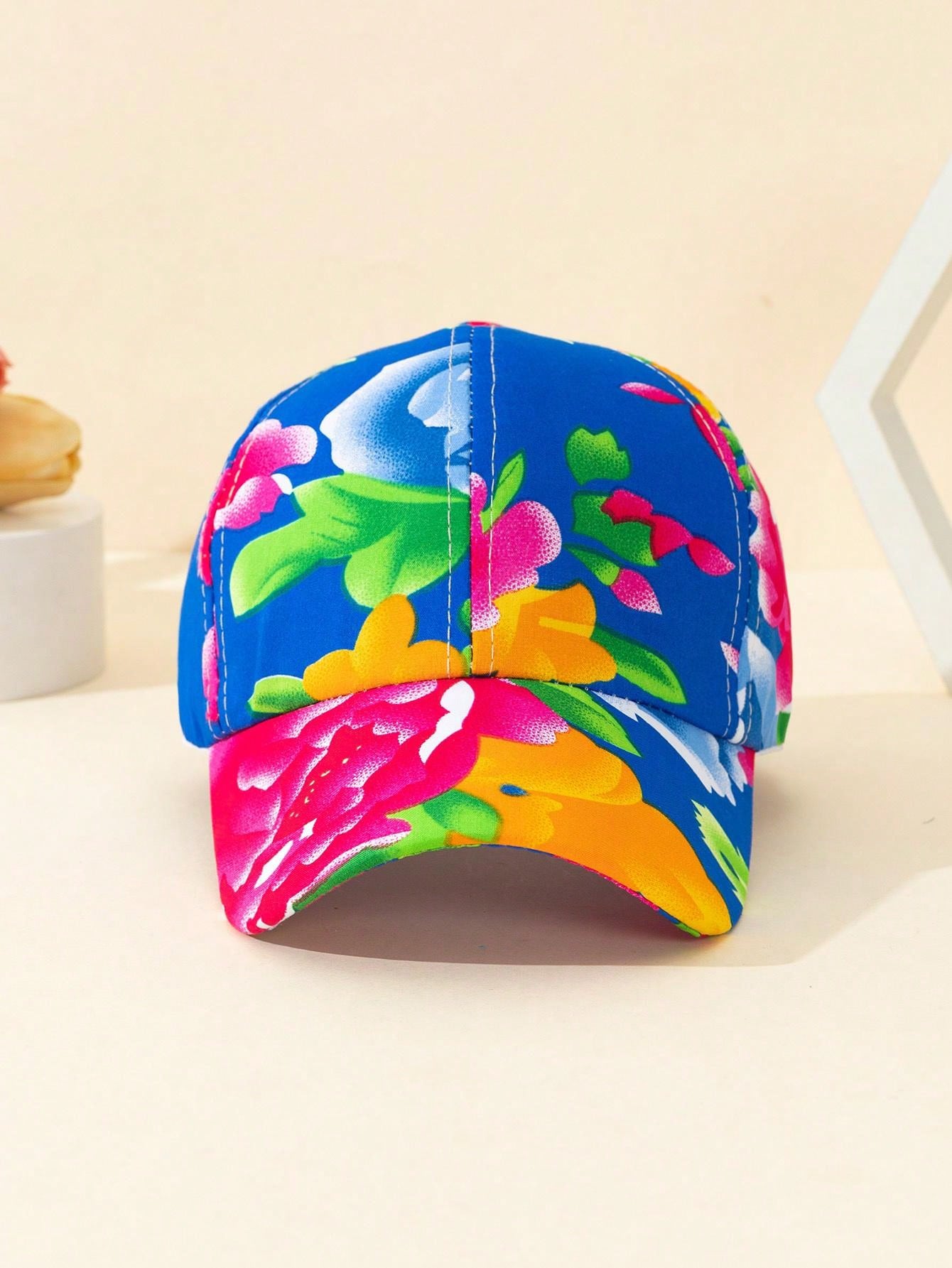 1pc Colorful Flower Print Baseball Cap, Random Cutout Design ...