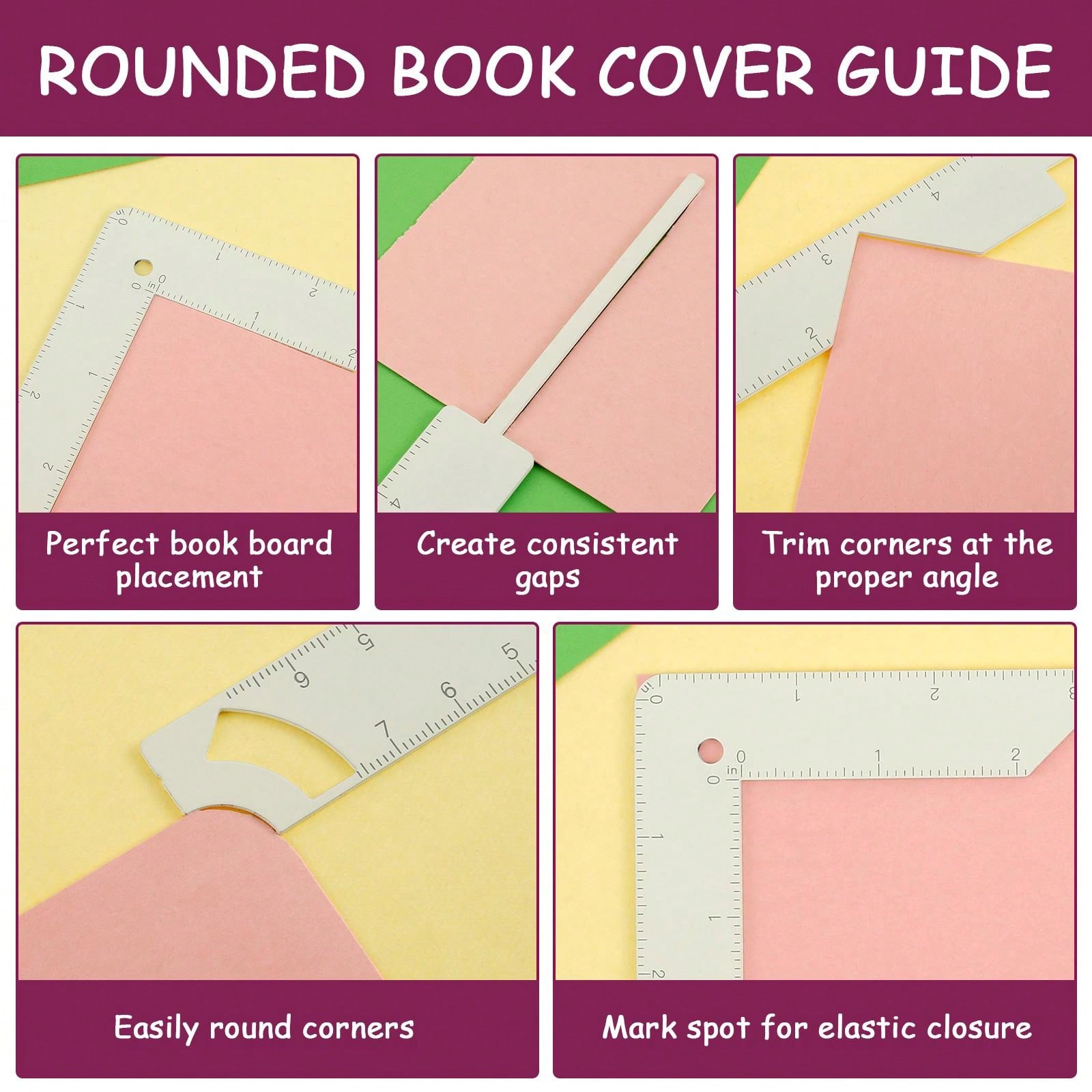 Book Cover Guide Metal Iron Bookbinding Cover Tool Multifunctional 5 In ...