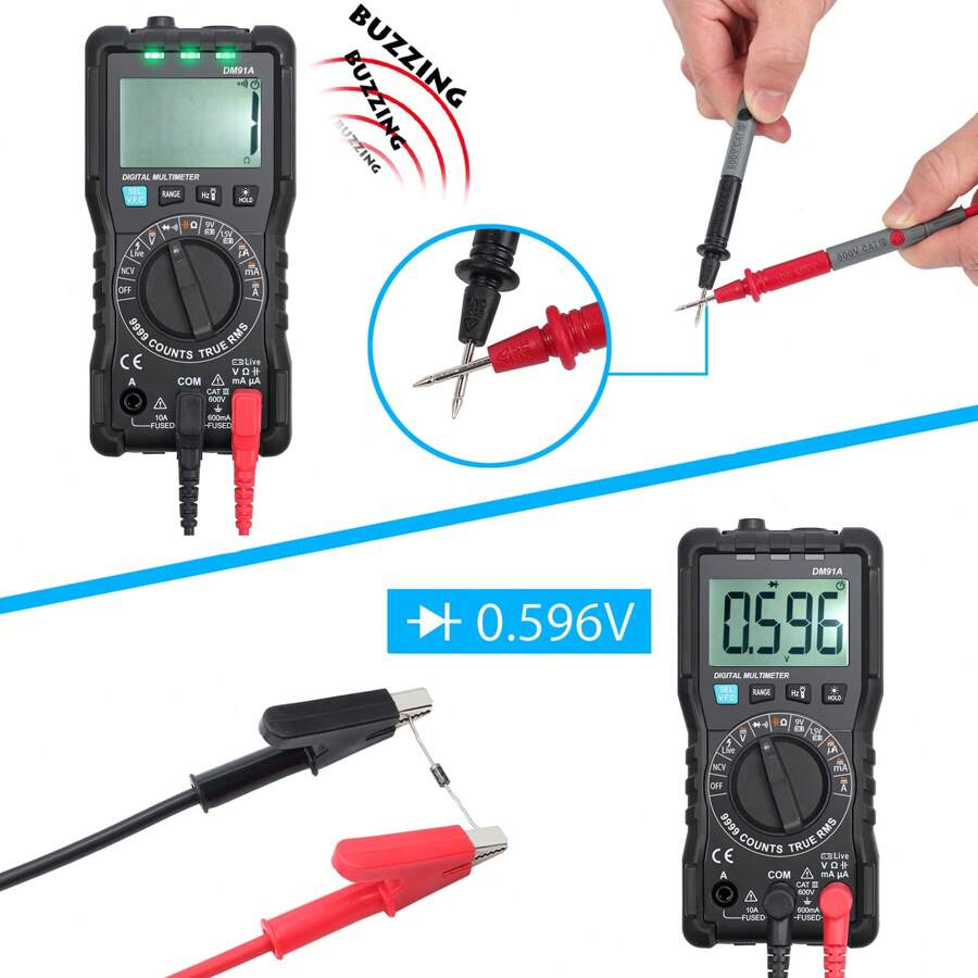 Digital Multimeter 9999 Counts TRMS Auto Range NCV Detector DC AC ...
