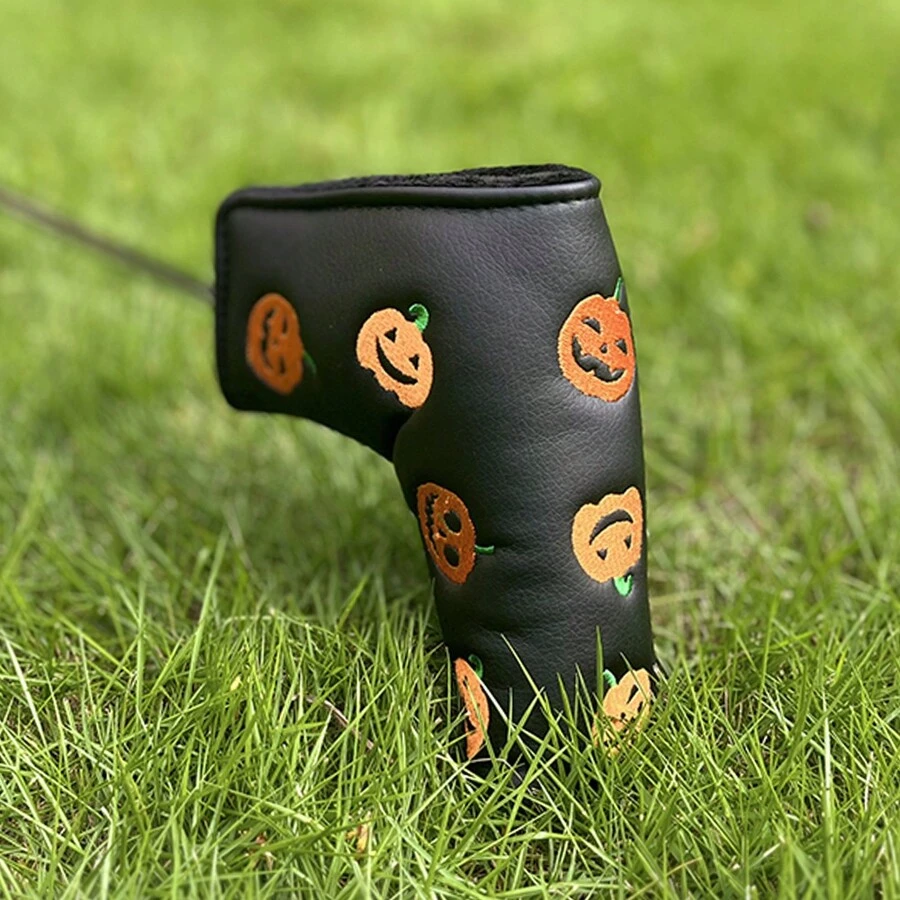 Golf Putter Covers With Embroidery Pumpkin Head Design - Blade Putter ...