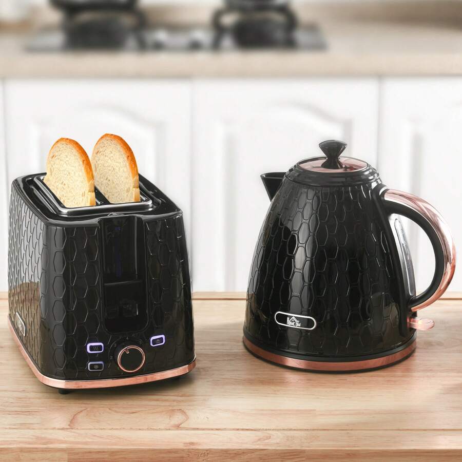 HOMCOM Kettle And Toaster Set, 1.7L 3000W Fast Boil Kettle With Auto ...