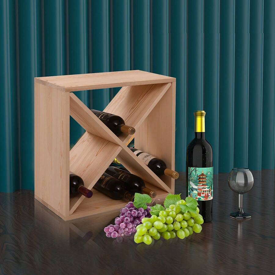 24 Bottle Modular Wine Rack, Stackable Wine Storage Cube Freestanding ...