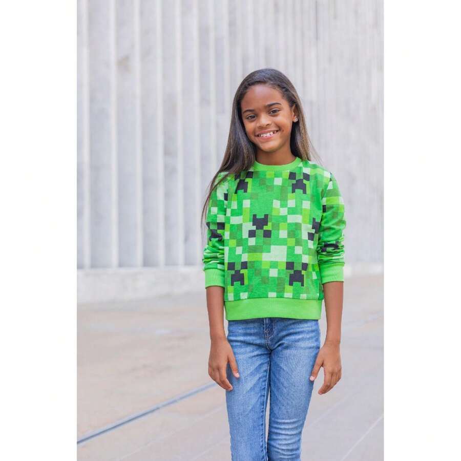 Minecraft Creeper French Terry Sweatshirt | SHEIN USA