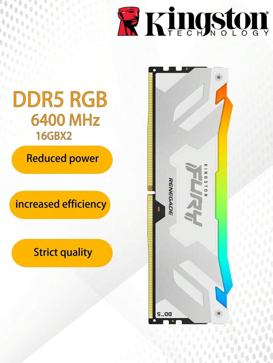 Kingston Memory Fury Renegade DDR5 RGB White High Speed 6400 MHz 16GBX2 Intel AMD CPU Gaming ...