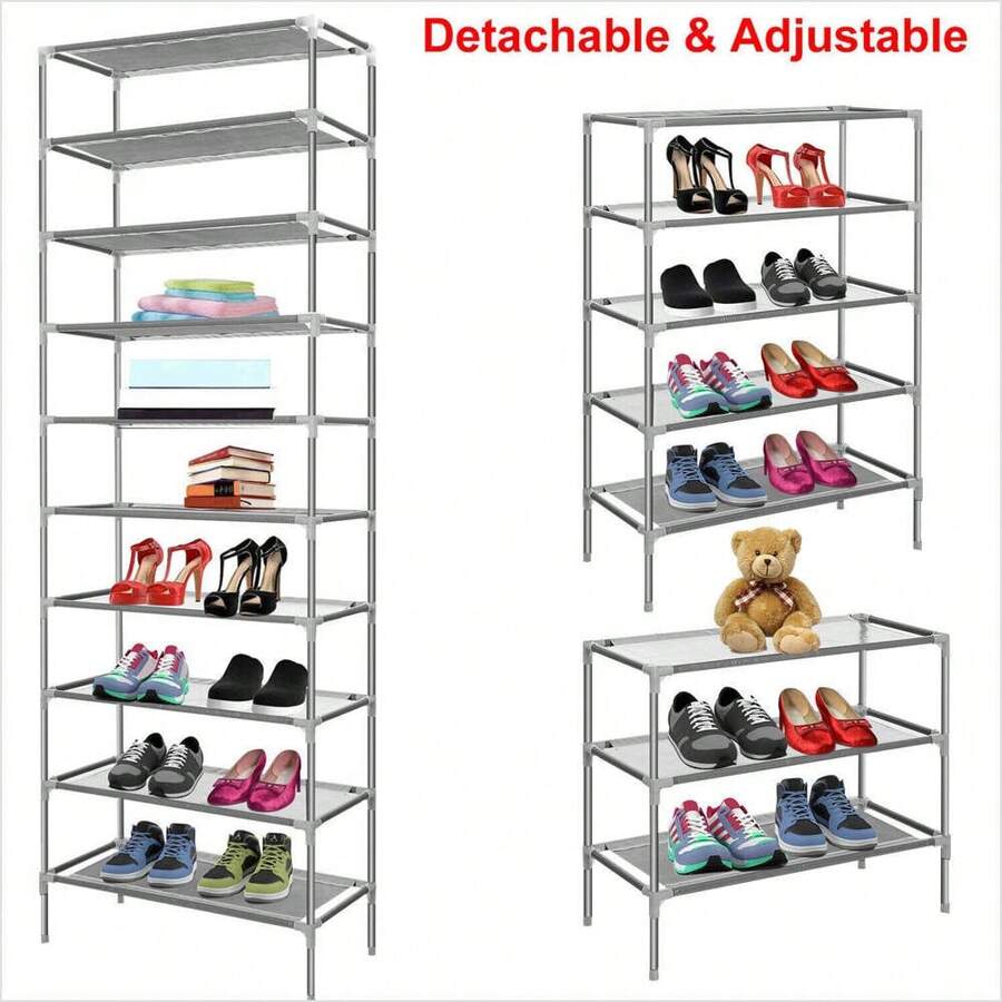 10 Tier Shoe Rack Organizer Storage Shelf Home Saving Space Standing ...