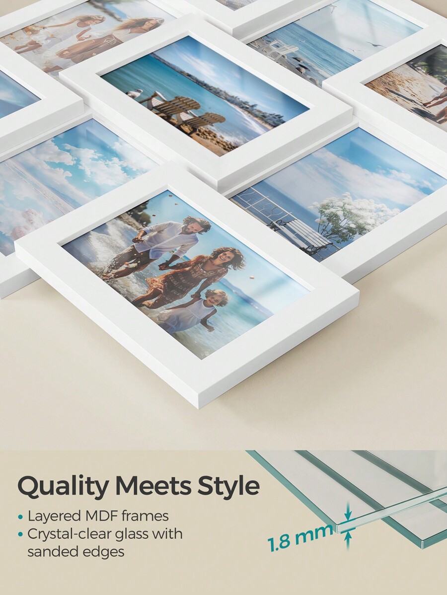 SONGMICS Picture Frames Collage For 9 Photos, 10 X 15 Cm (4 X 6 Inch) Photos, Wall Mounted ...