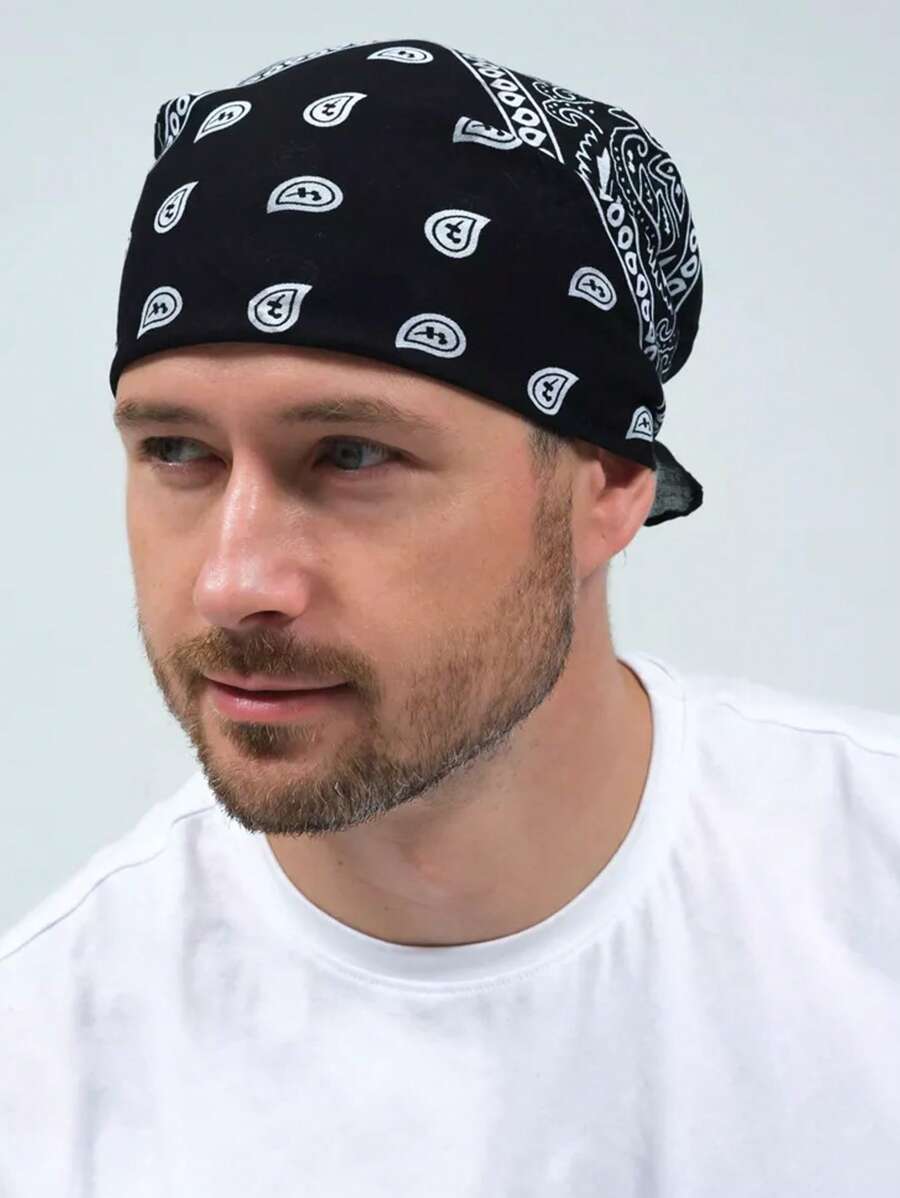 Men's Black Paisley Vintage Square Scarf | SHEIN USA