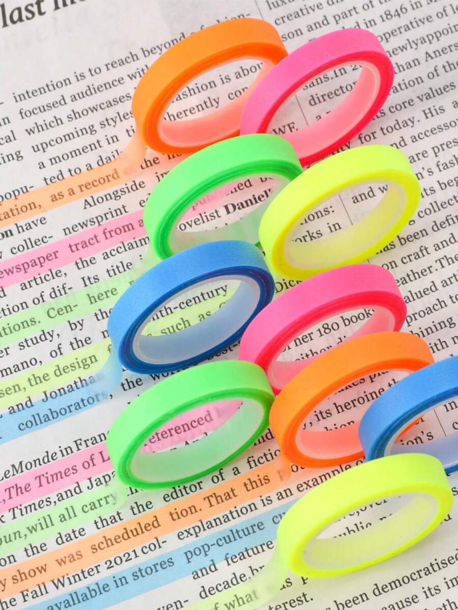 10 Rolls Of Index Tabs, Neon Transparent Sticky Notes, Waterproof ...