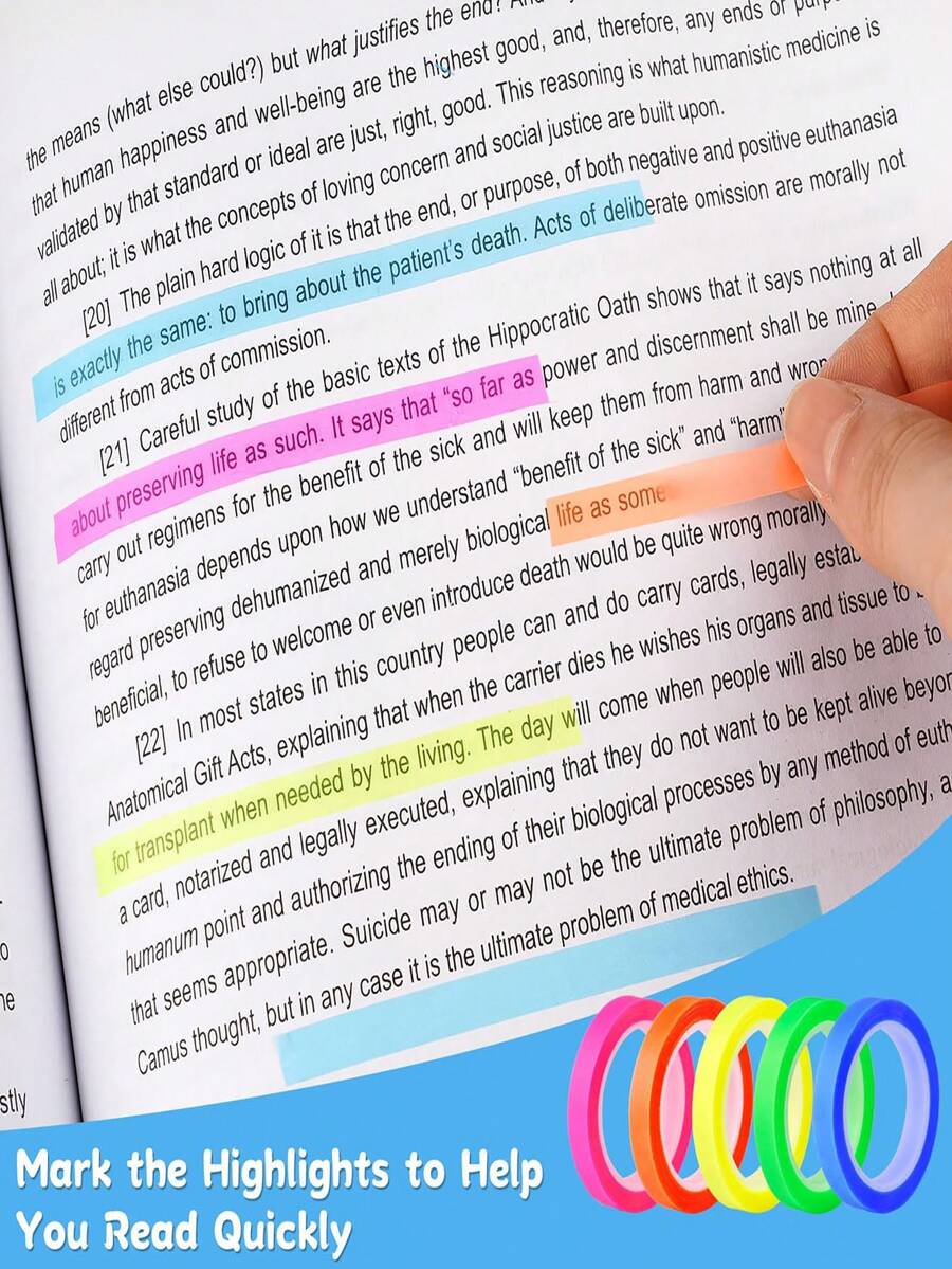 10 Rolls Of Index Tabs, Neon Transparent Sticky Notes, Waterproof ...