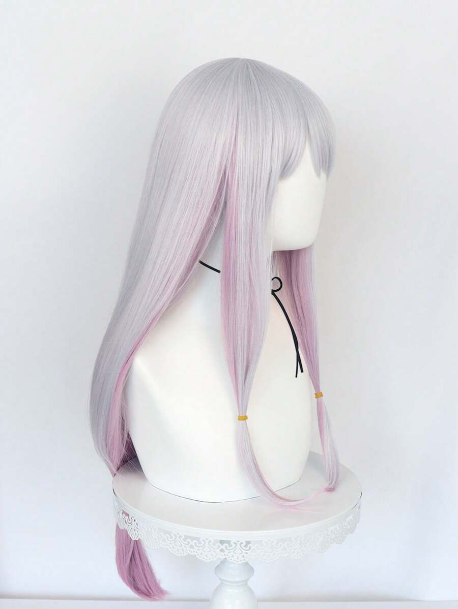 Extra Long Heat Resistant 2 Tone Silver Mix Pink Synthetic Anime Comic ...