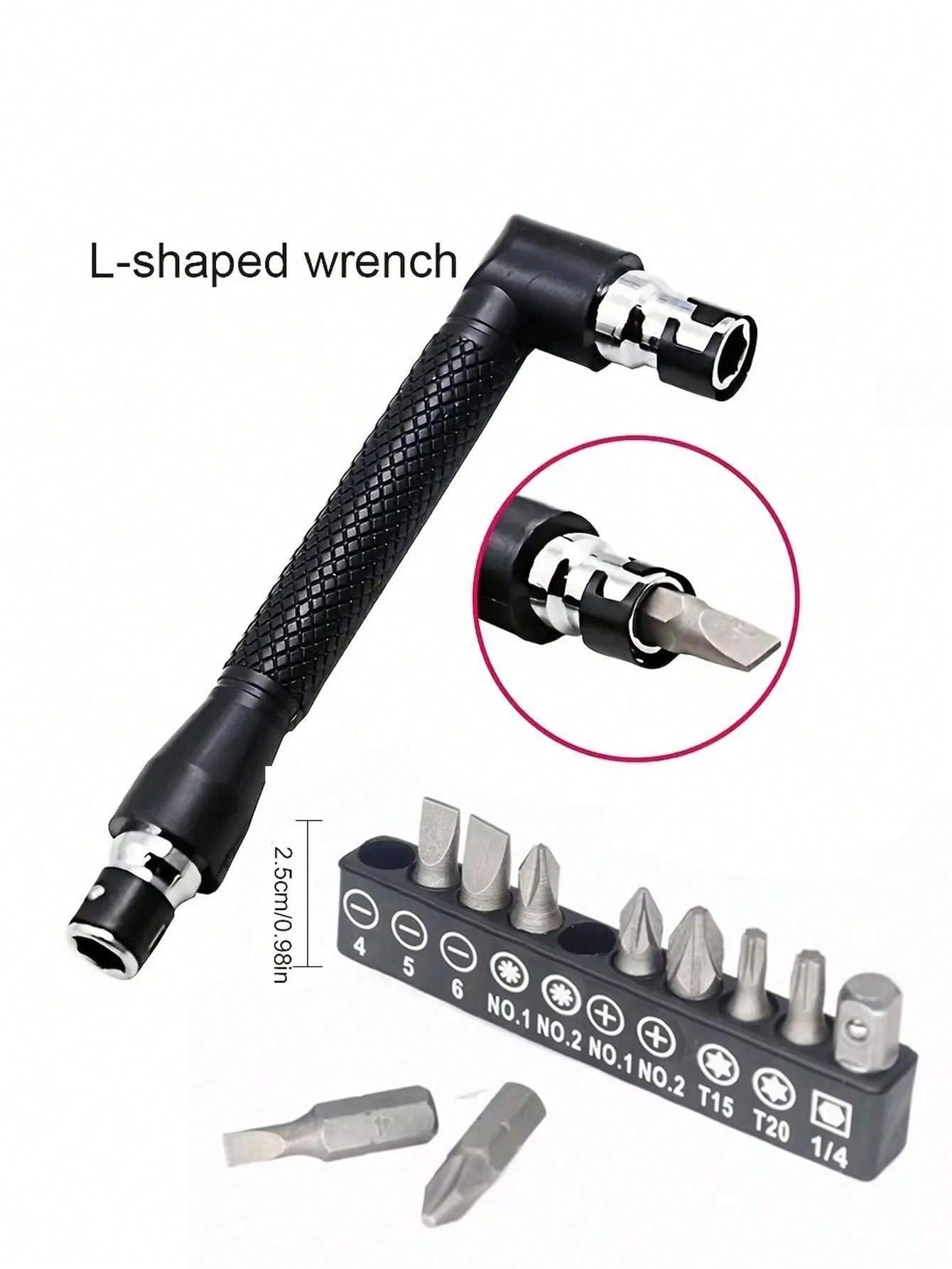 L Shaped Mini Socket Wrench & Long Screwdriver Set, Double Socket Wrench & Screwdriver Bit ...