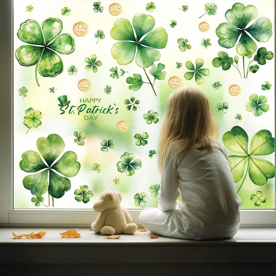 10 Sheet Shamrock Windows Stickers St Patricks Day Window Clings ...