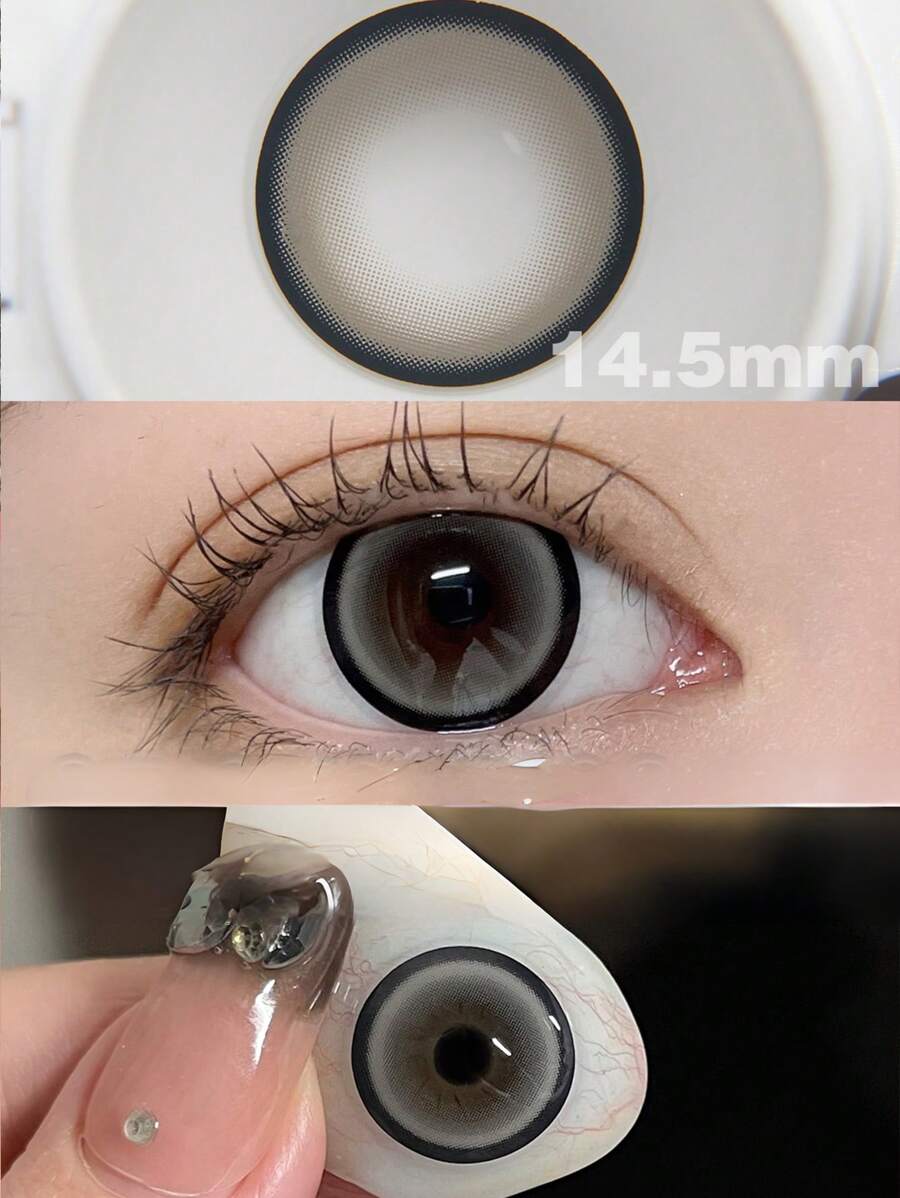 1 Pair Bubble Gum Grey Color Contact Lenses Yearly Use 14.5mm Large ...