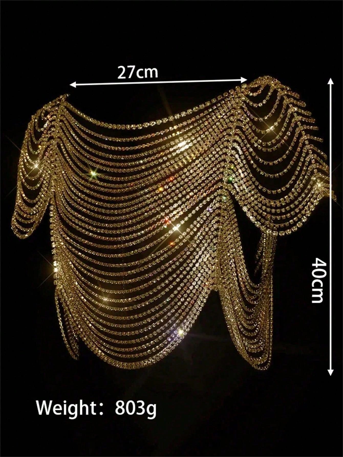 Top De Corrente De Corpo Multicamadas De Strass Exagerado E Brilhante ...