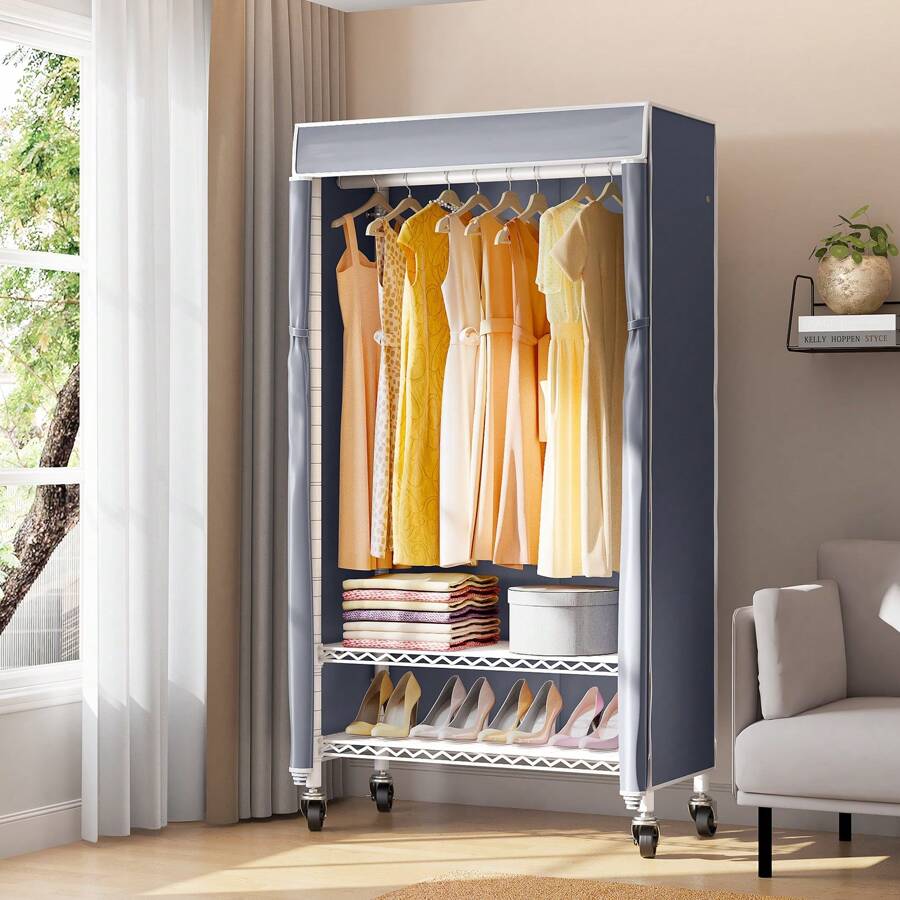 VIPEK R1C Rolling Clothes Rack With Cover Portable Closet For Hanging ...