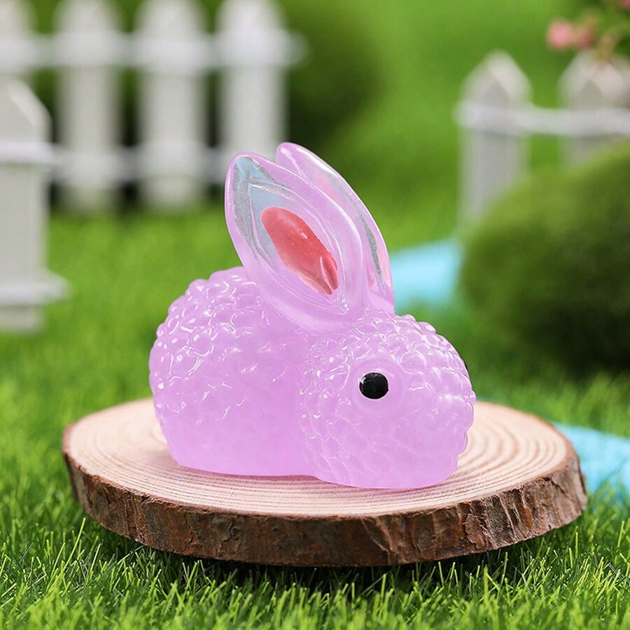 6PCS/Pack Mini Rabbits Glow In Dark Miniature Figurines Fairy Garden ...