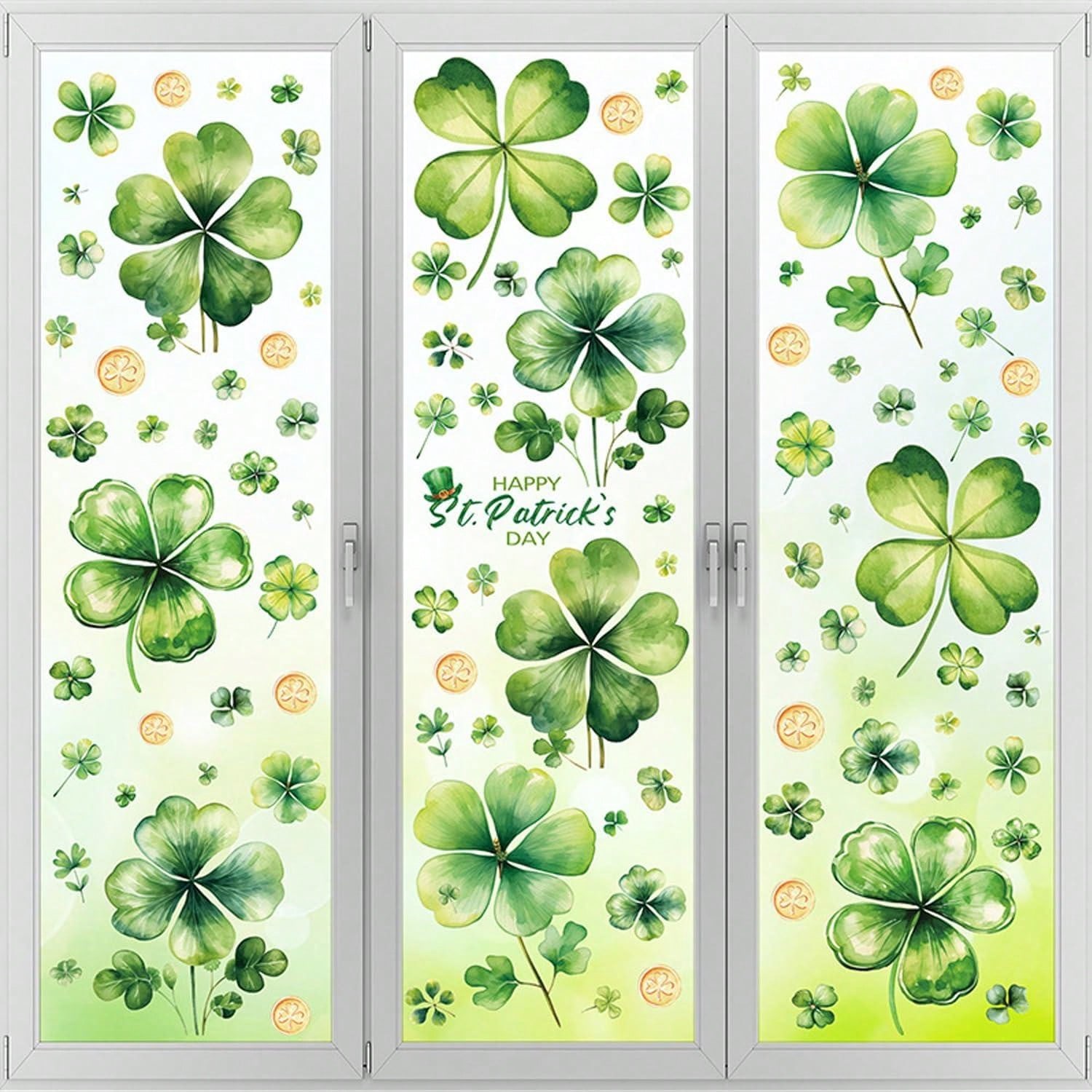 10 Sheet Shamrock Windows Stickers St Patricks Day Window Clings ...