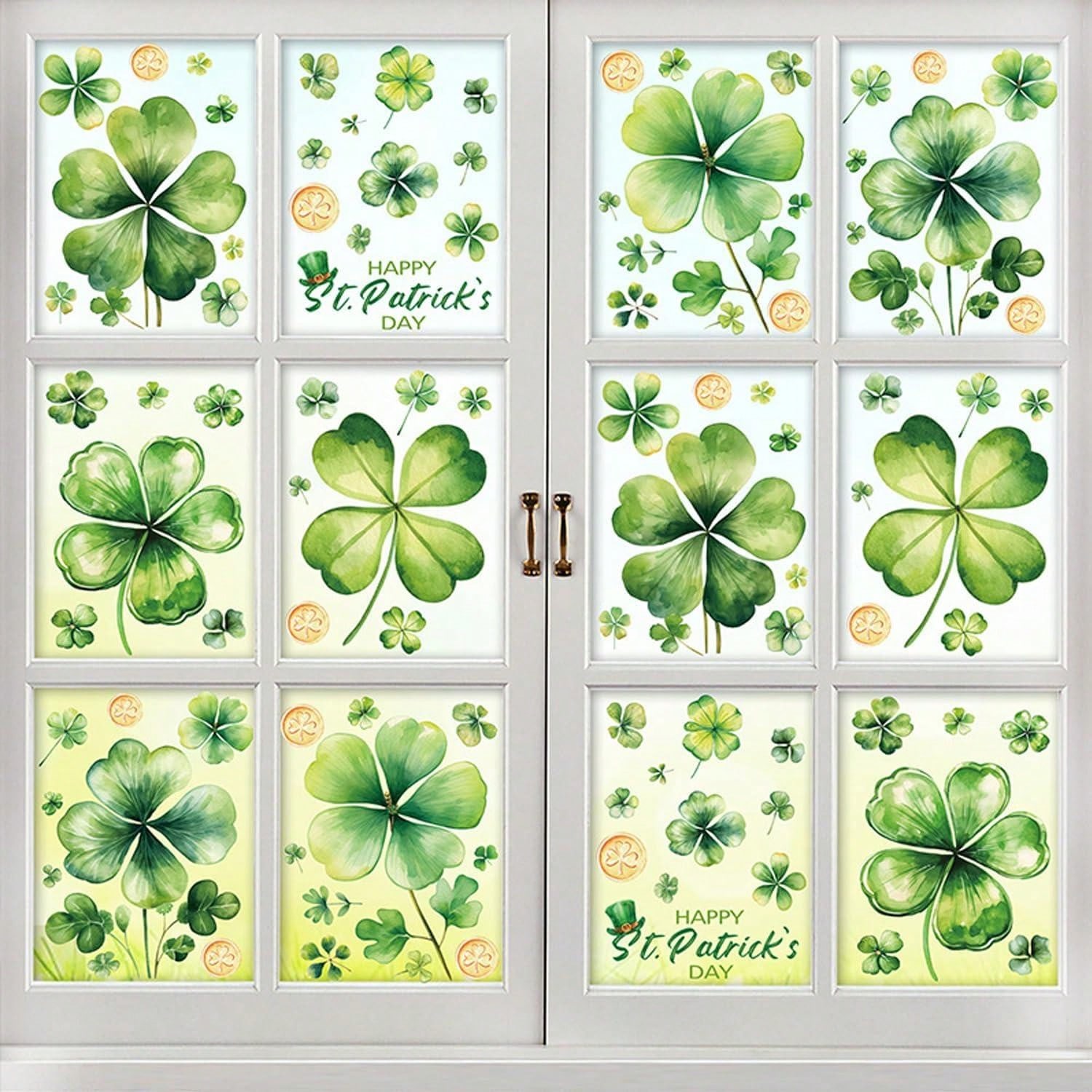 10 Sheet Shamrock Windows Stickers St Patricks Day Window Clings ...