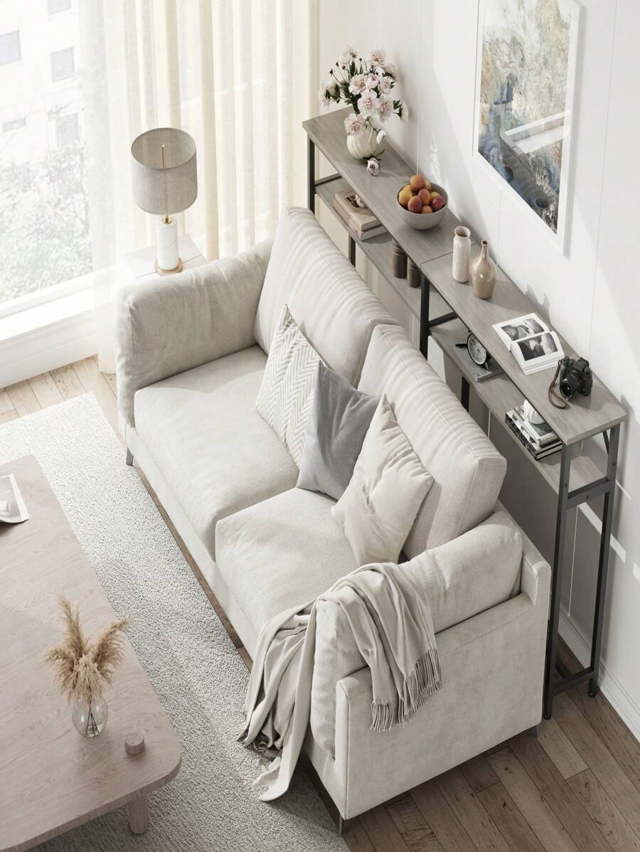 70.8" Console Table 2 Tier Sofa Table With Storage Extra Long Entryway ...