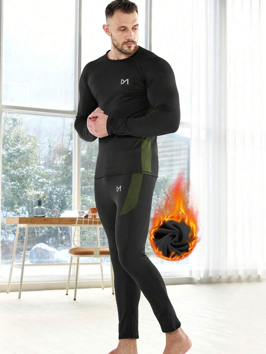 2 Packs Men's Winter Thermal Long Sleeve Tops And Pants Sports Suits ...