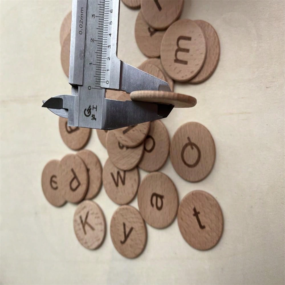 Beech Wooden Tokens With Natural Wood Grain, Double Laser Engraved With ...